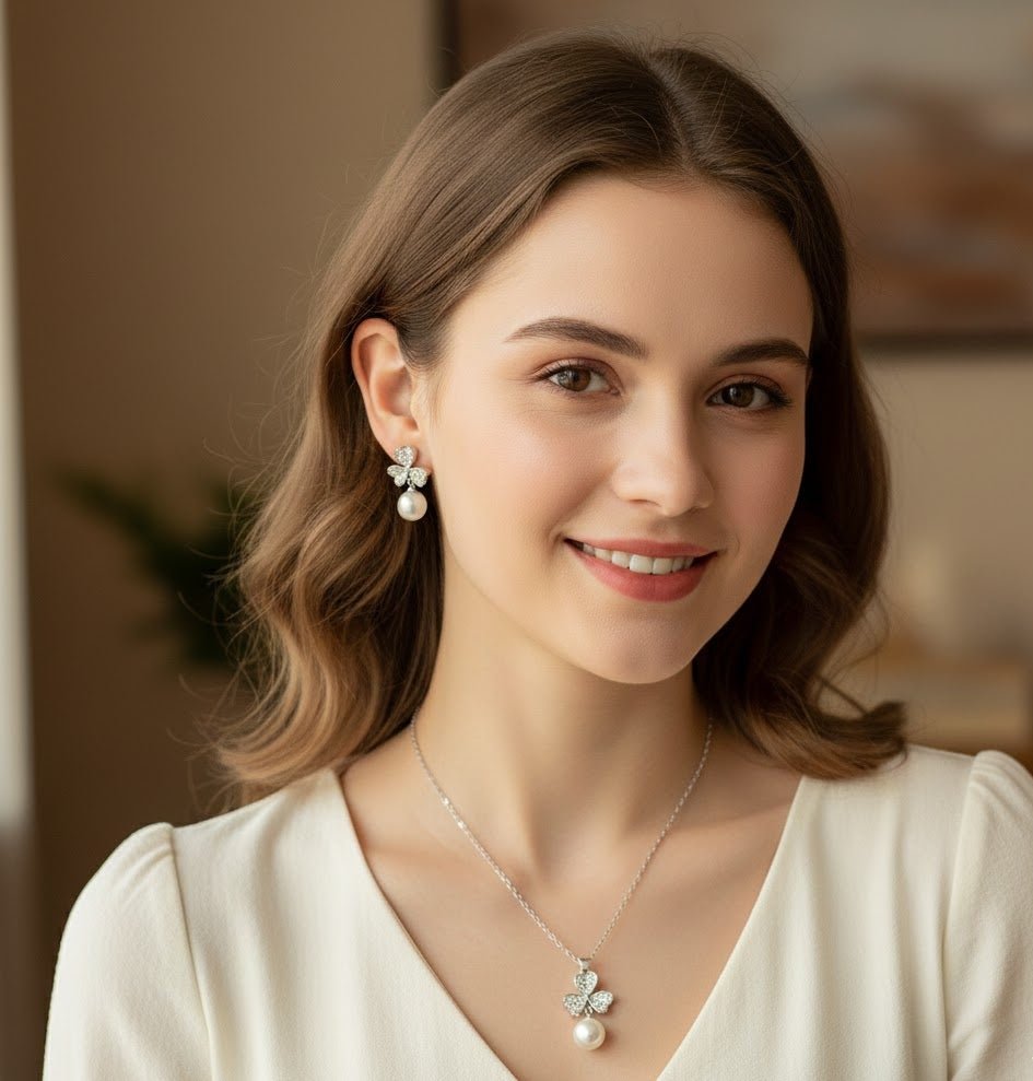 Butterfly & Pearl Pendant Jewelry Set – Zambeel